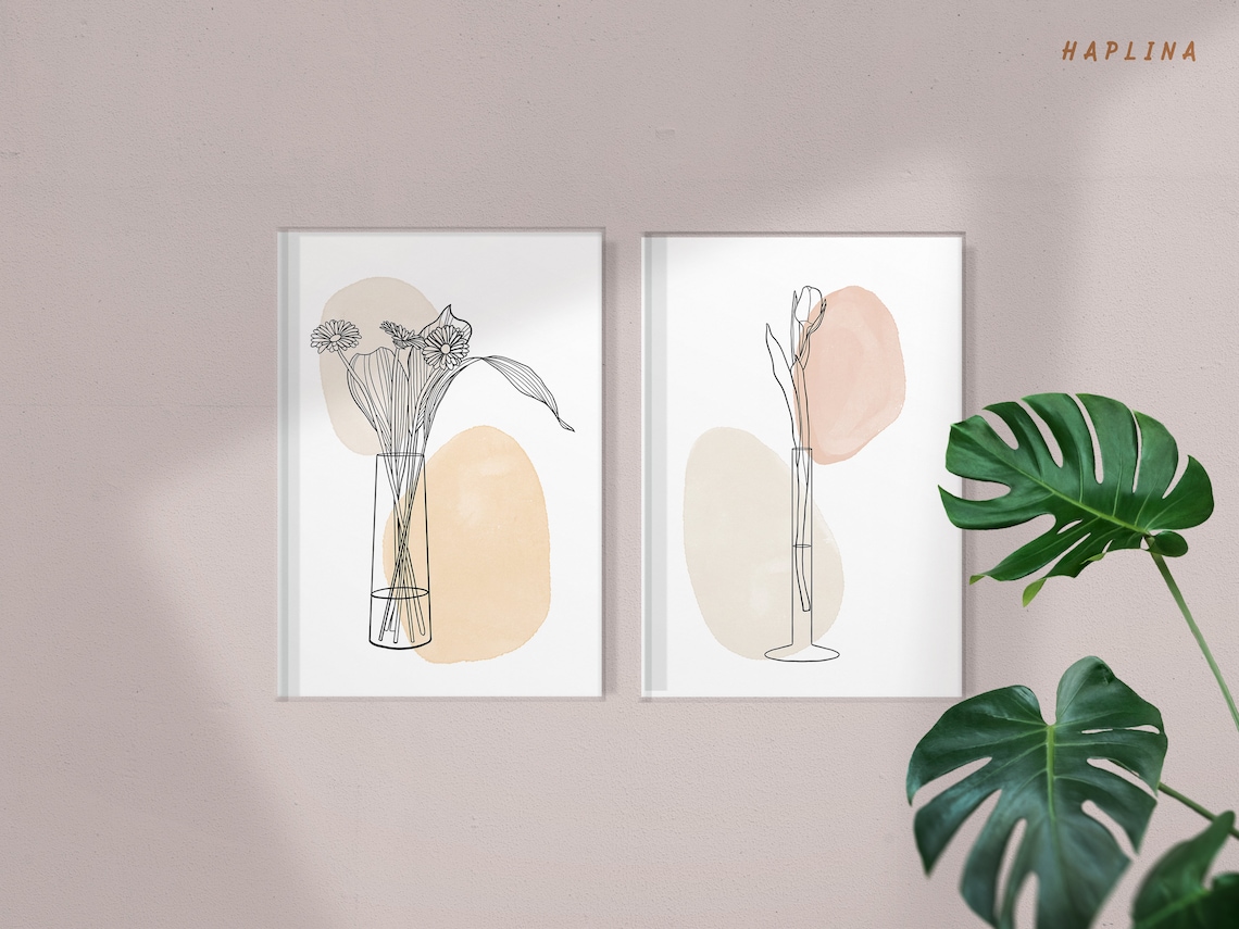 Printable Wall Art Set of 3, Line Art Wall Art, Wall Art Boho, Line ...