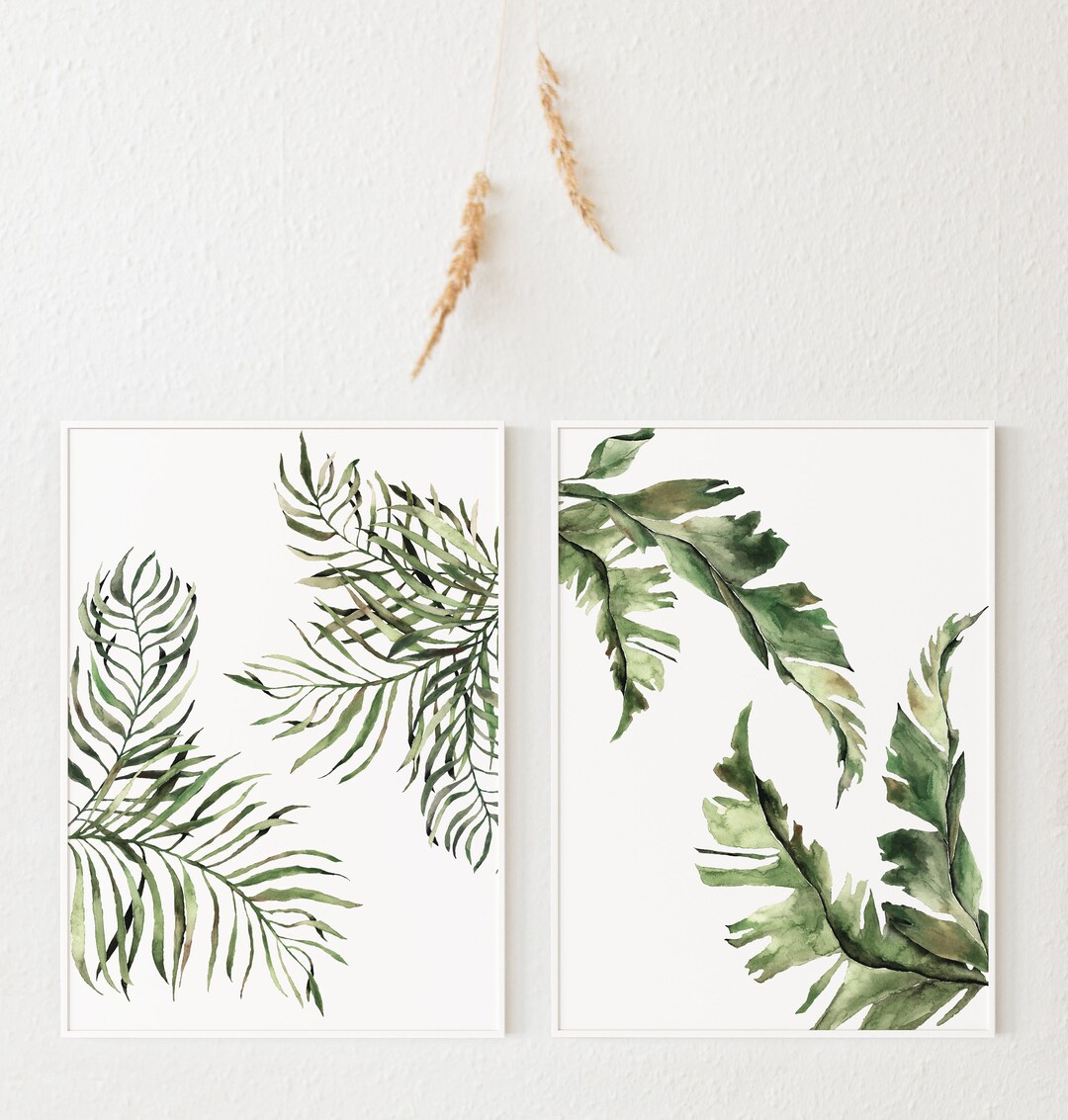 Printable Wall Art Set of 2, Leaf Wall Art, Leaf Print, Botanical Wall ...