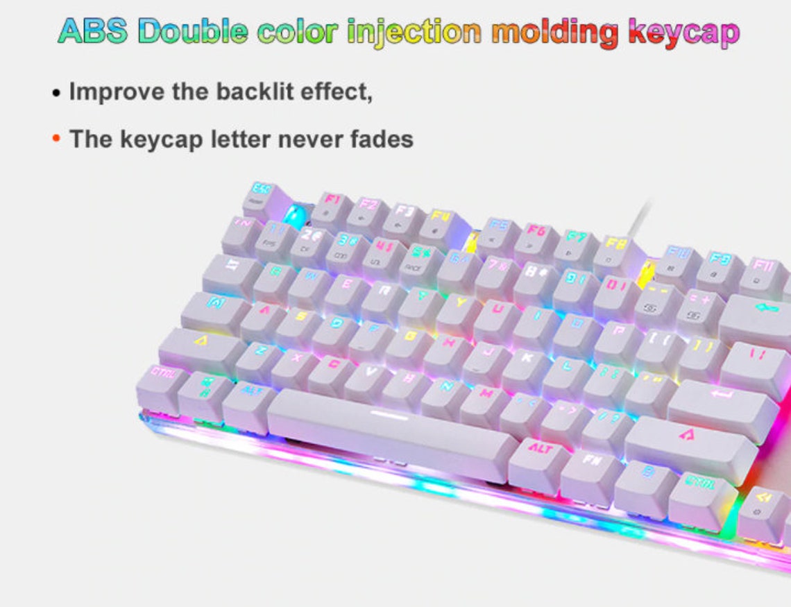 White Motospeed Mechanical Keyboard RGB | Etsy