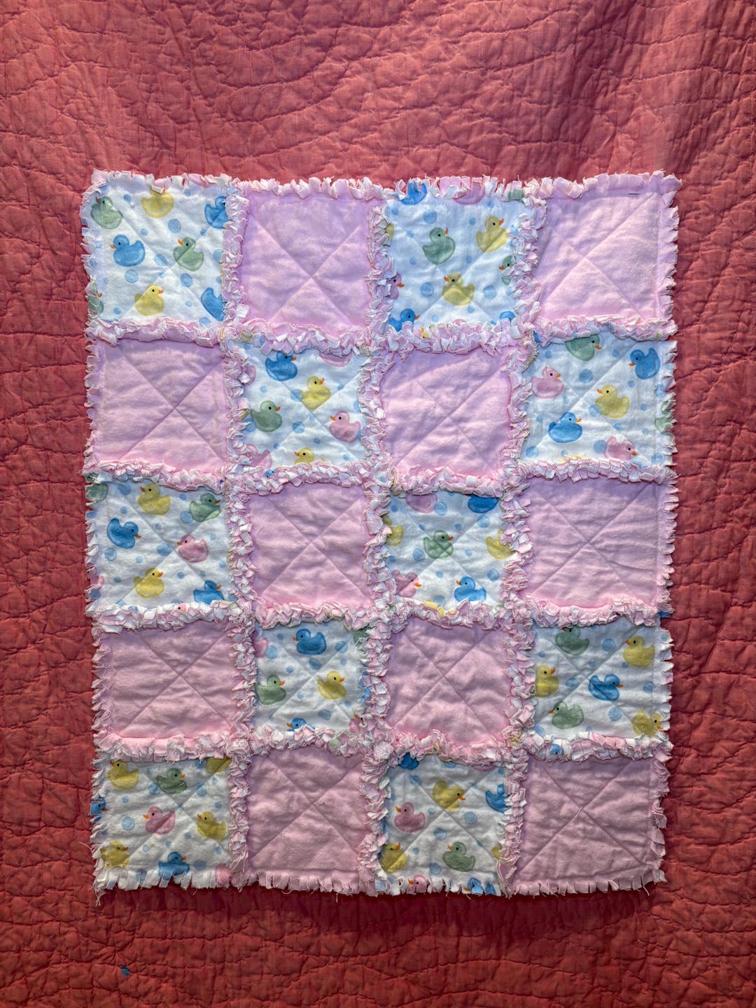 Pink Baby Ducks Rag Quilt - Etsy