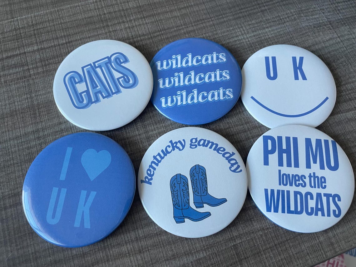 University of Kentucky College Gameday Buttons Tailgate Pins 3 Inch ...