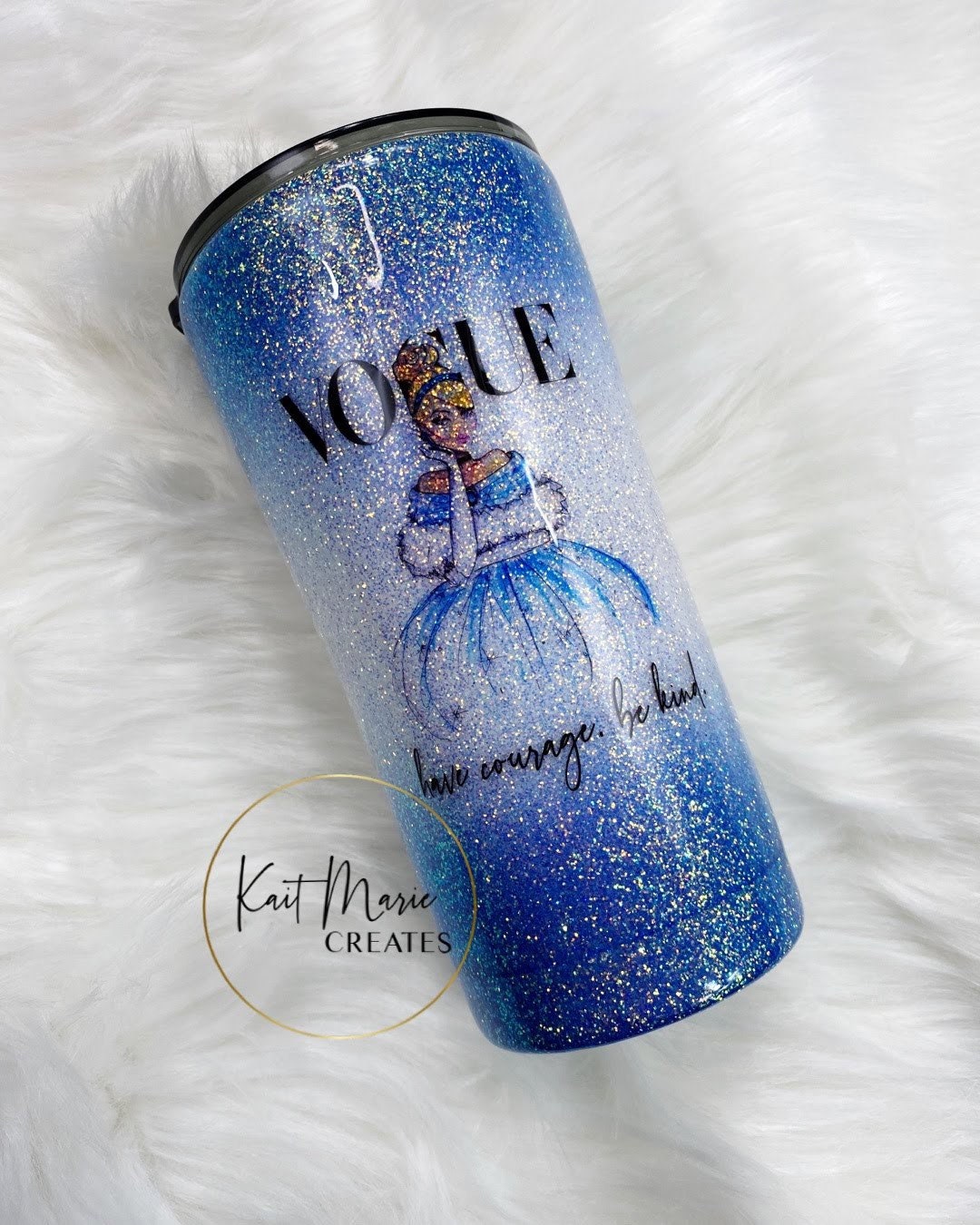 RTS Princess Inspired Cup, Cinderella Cup, Princess Glitter Cup, Blue ...