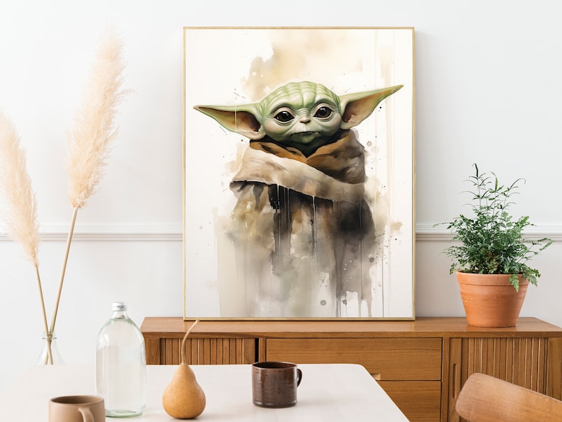 Grogu Wall Art Watercolor Print Digital Download Star Wars - Etsy