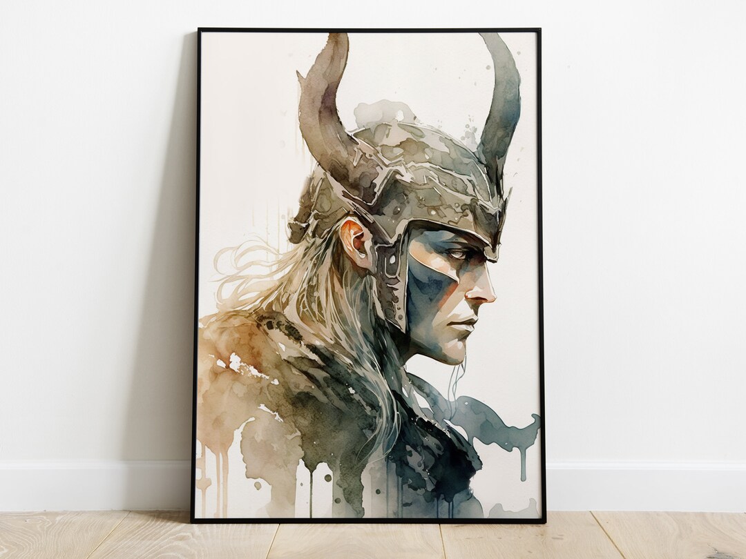 Norse God Loki Wall Art Watercolor Painting Digital Download - Etsy