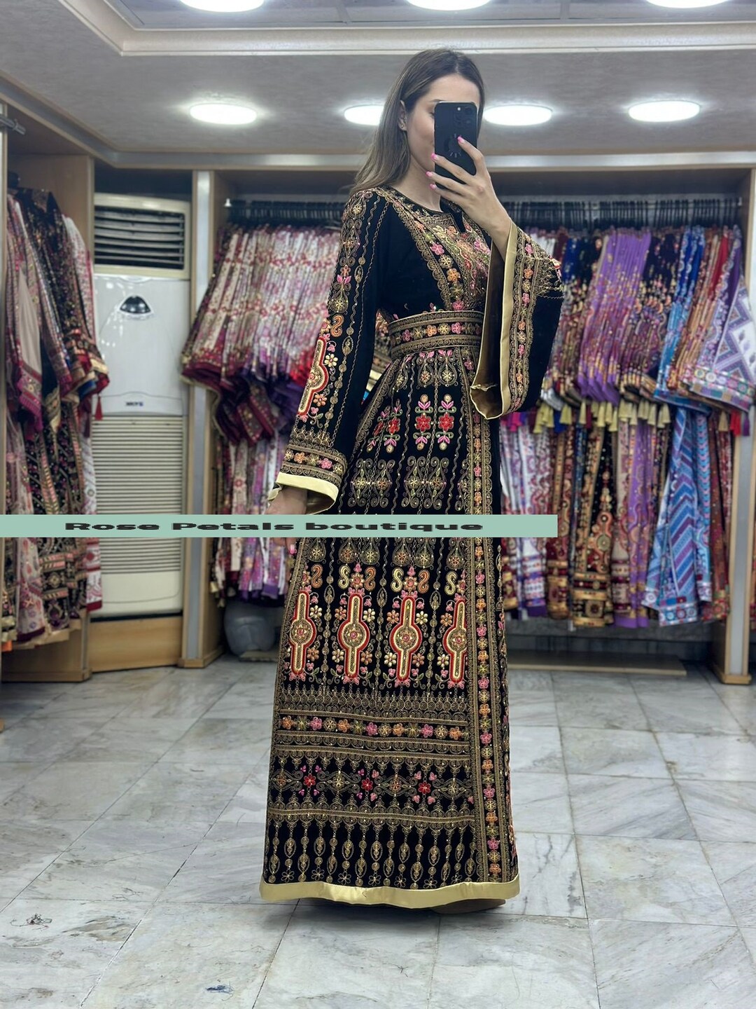 Princess Thobe Embroidered Palestinian Maxi Dress Long Sleeves - Etsy