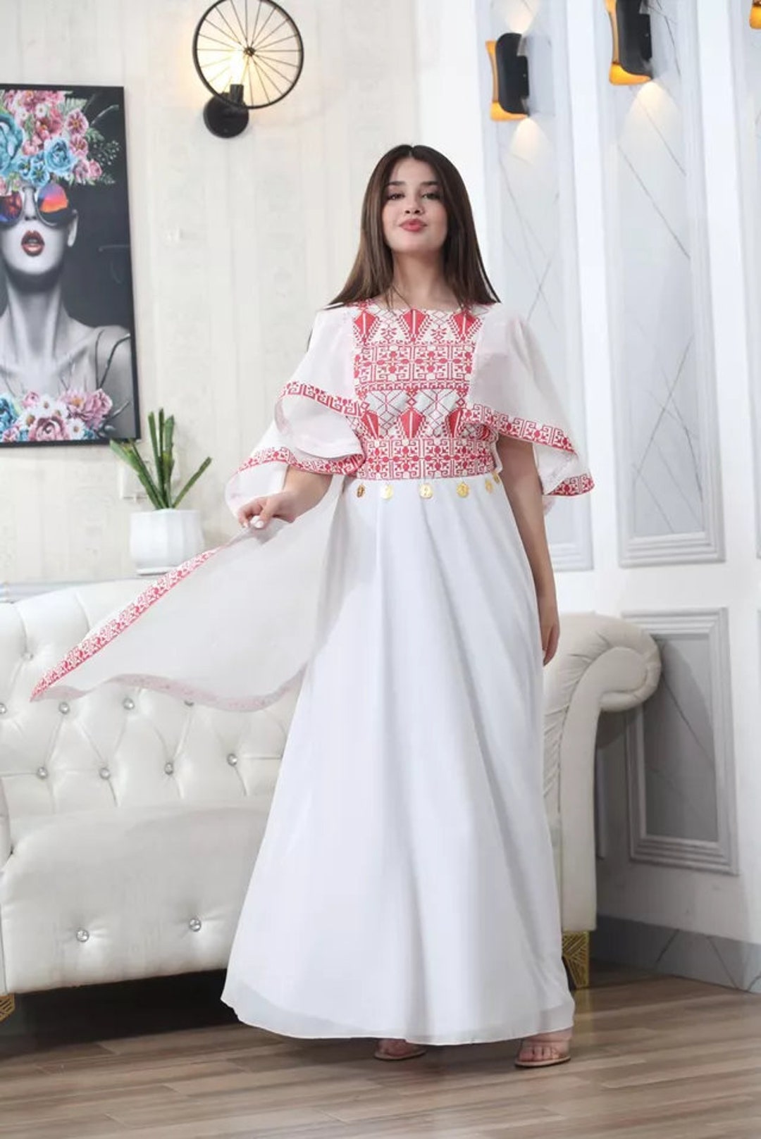 One Size Abaya Thobe Embroidered Palestinian Jordanian Traditional ...