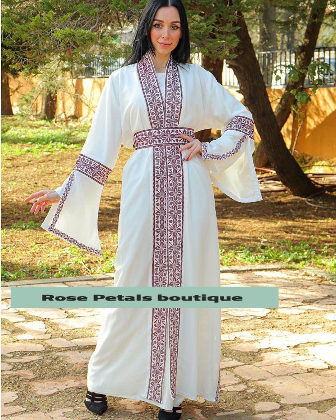 Abaya Thobe Thob Embroidered Palestinian Traditional Arabic Dress ...