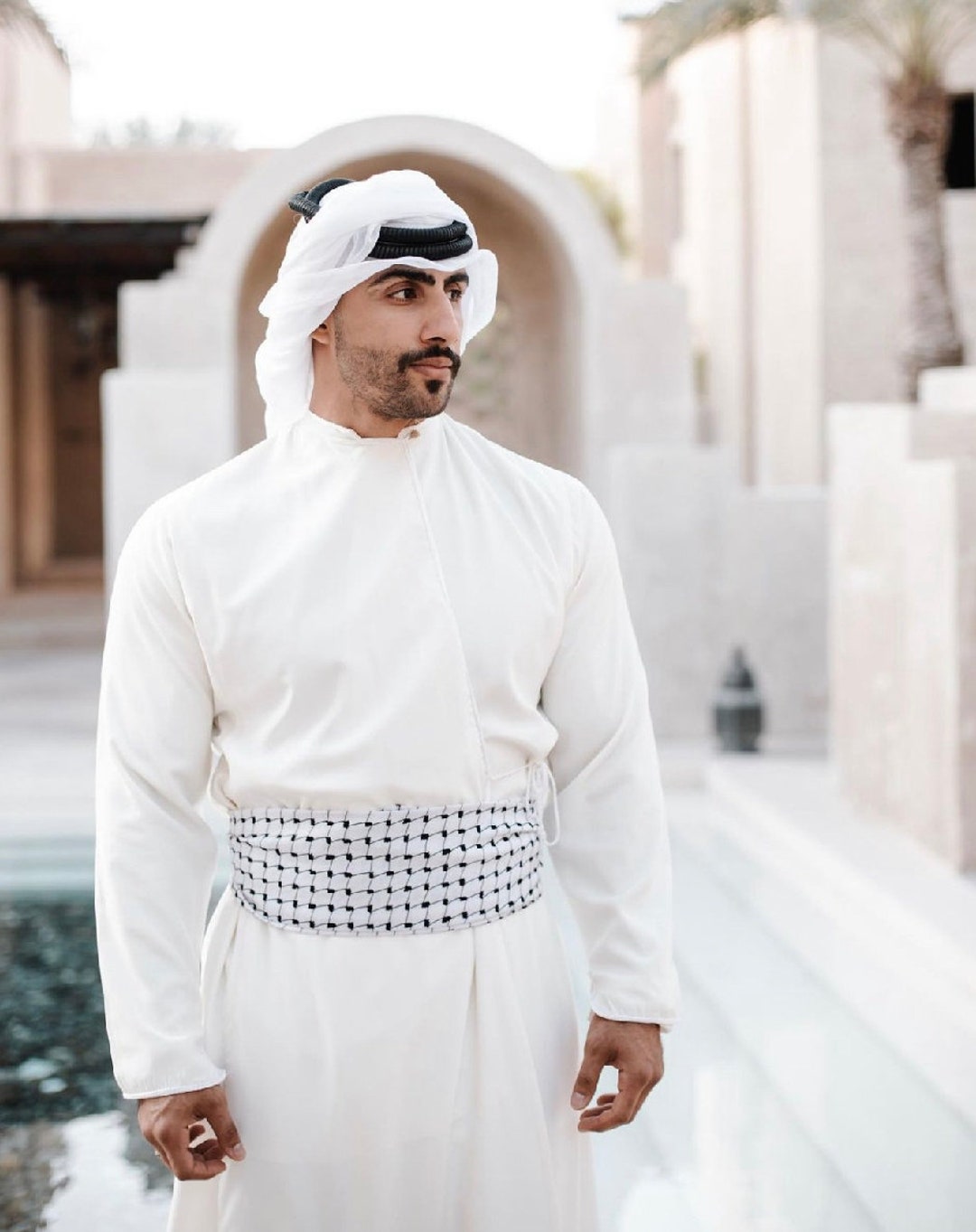 Palestine Traditional Thobe + Serwal Scarf +shemagh Cotton Arabian ...