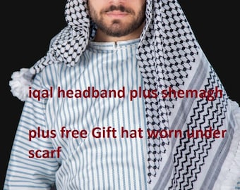 Palestine shemagh plus headband premium quality iqāl agal | Etsy