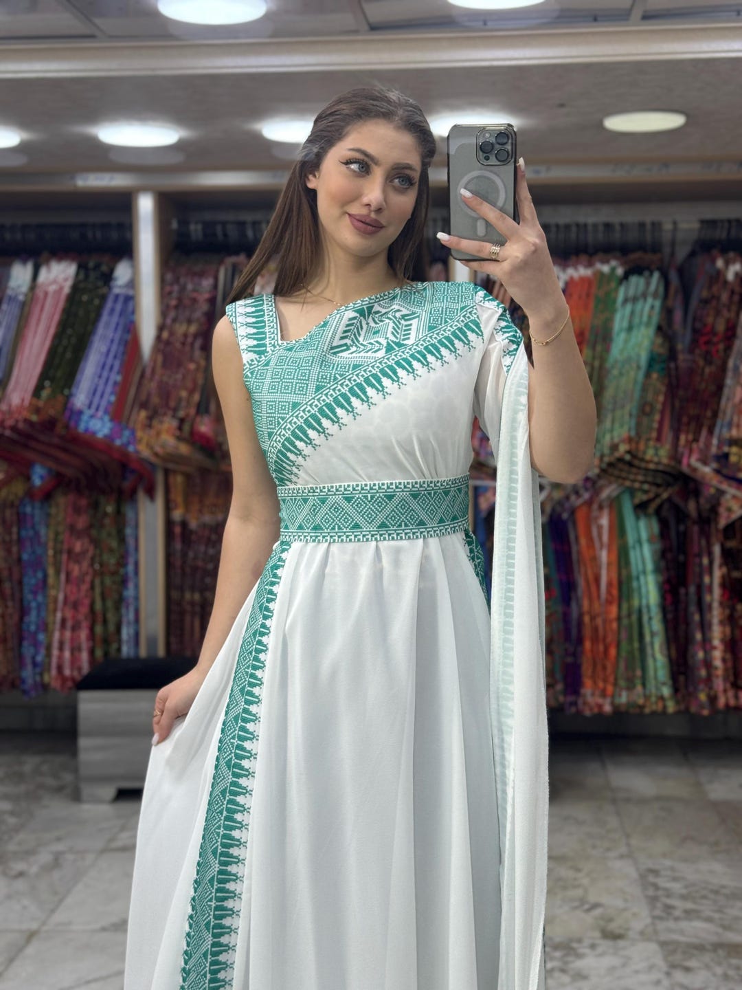 Princess Thobe Embroidered Palestinian Maxi Dress Long Sleeves Kaftan ...