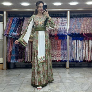 Princess Thobe Embroidered Palestinian Maxi Dress Long Sleeves Kaftan ...