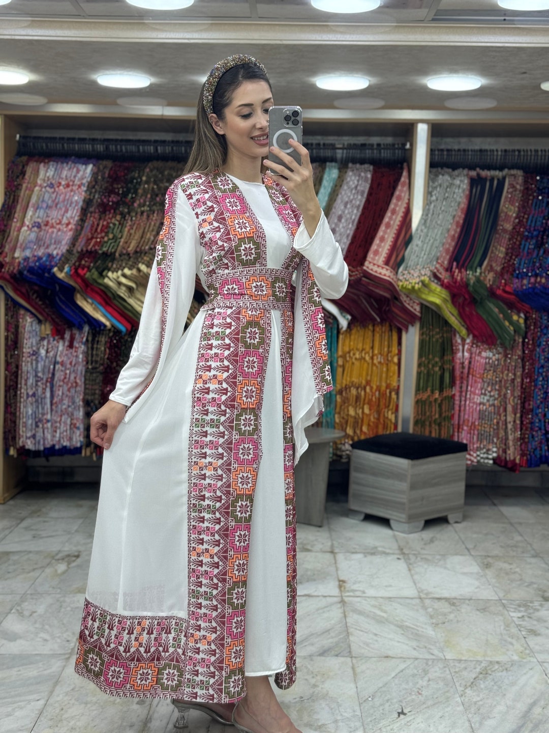 Abaya Thobe Thob Embroidered Palestinian Traditional Arabic Dress ...