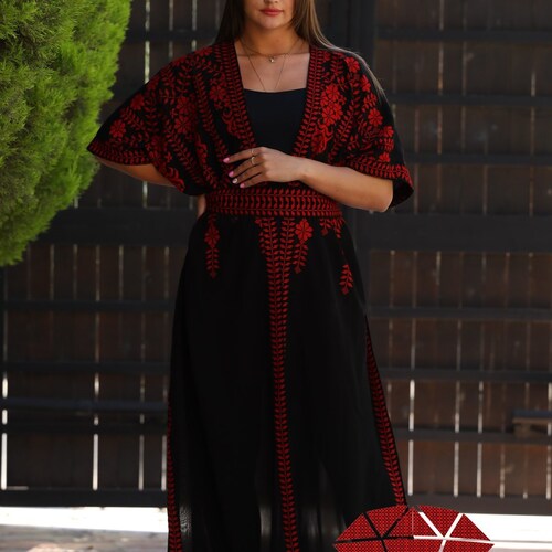 Palestinian Abaya Embroidered Jordanian Traditional Arabic - Etsy