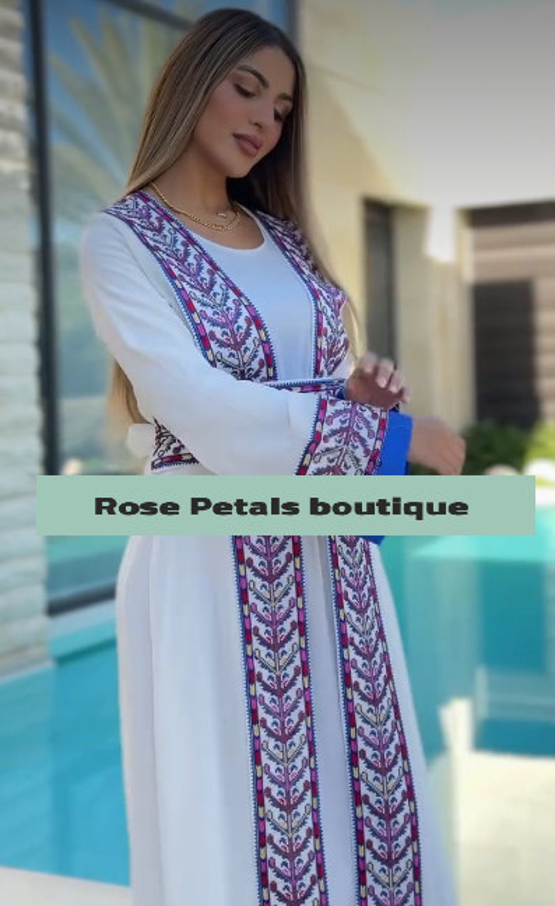 Abaya Thobe Thob Embroidered Palestinian Traditional Arabic Dress ...