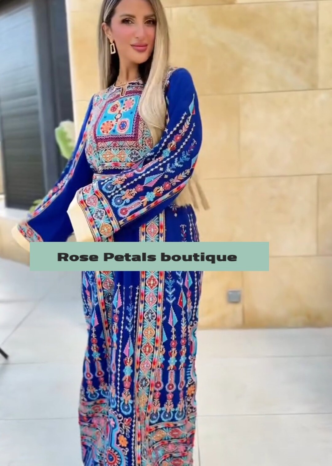 Princess Thobe Embroidered Palestinian Maxi Dress Long Sleeves Kaftan ...