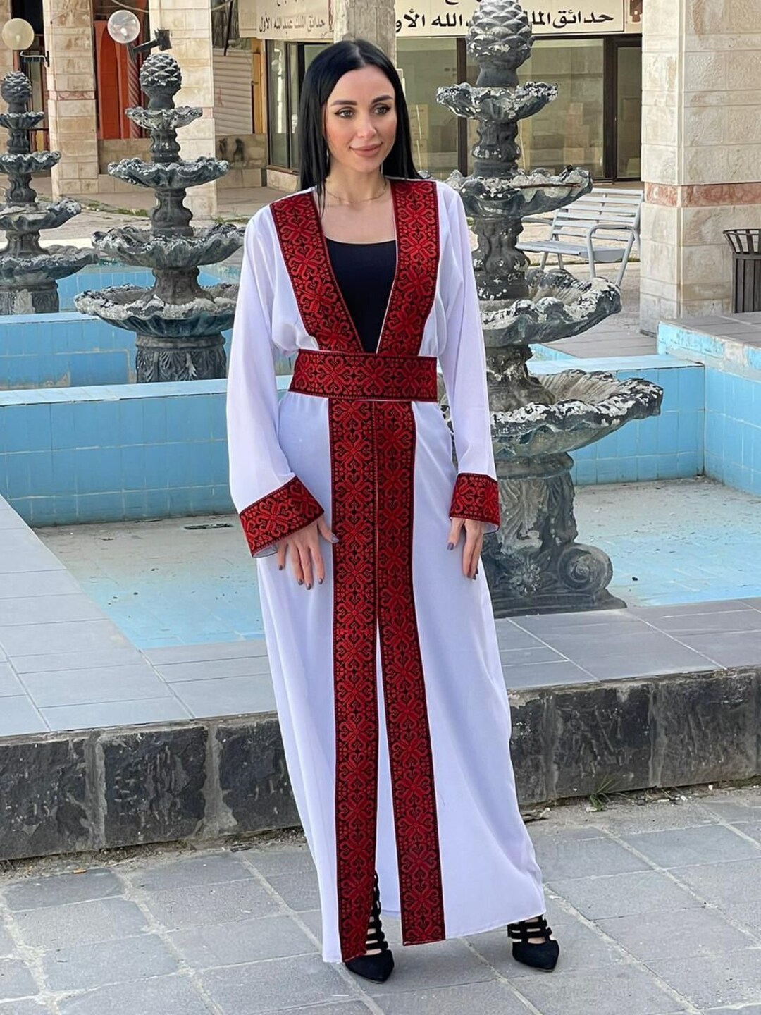 Abaya Thobe Thob Embroidered Palestinian Traditional Arabic Dress ...