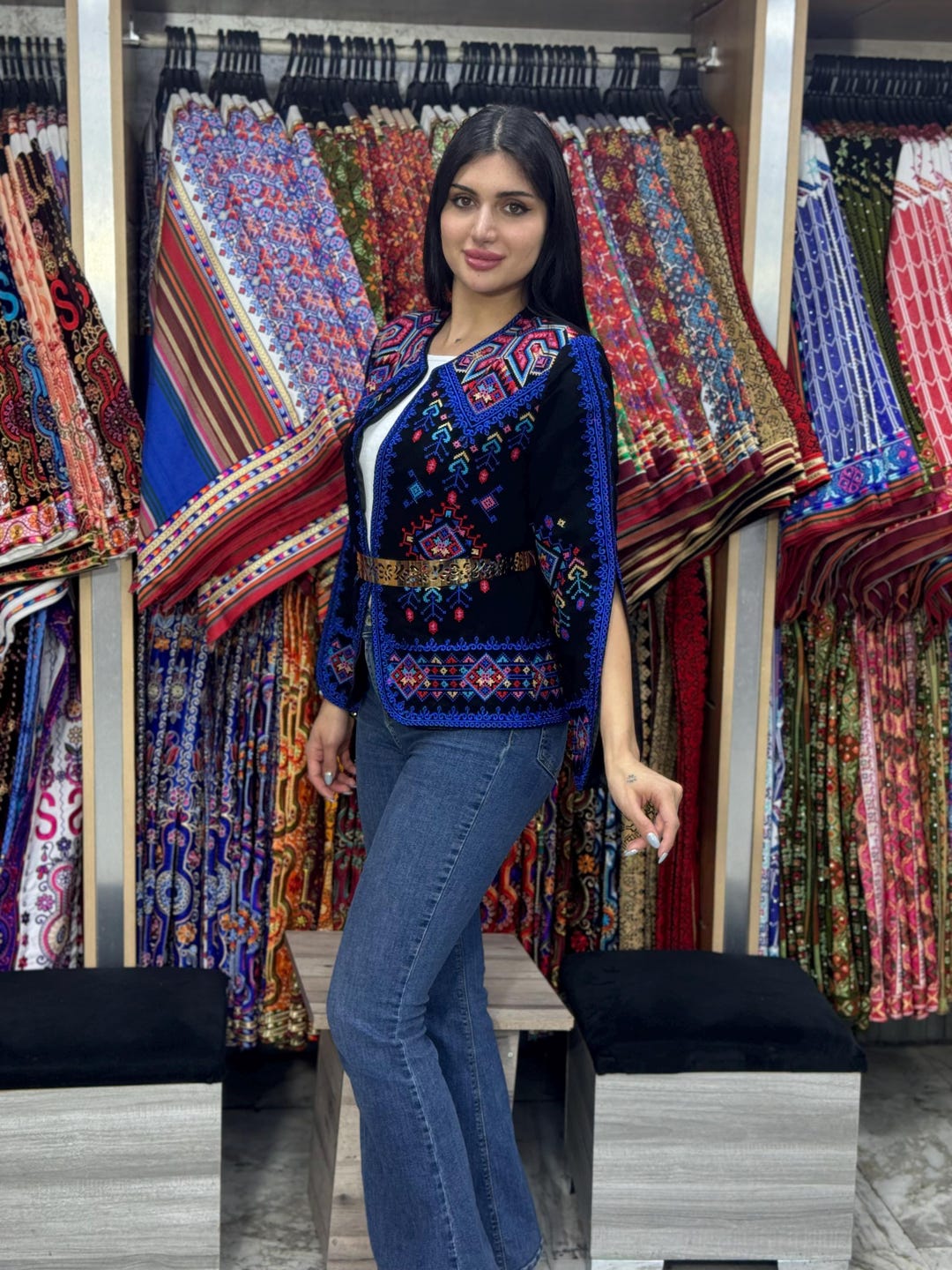 Elegant Palestinian Embroidered Jacket - Etsy