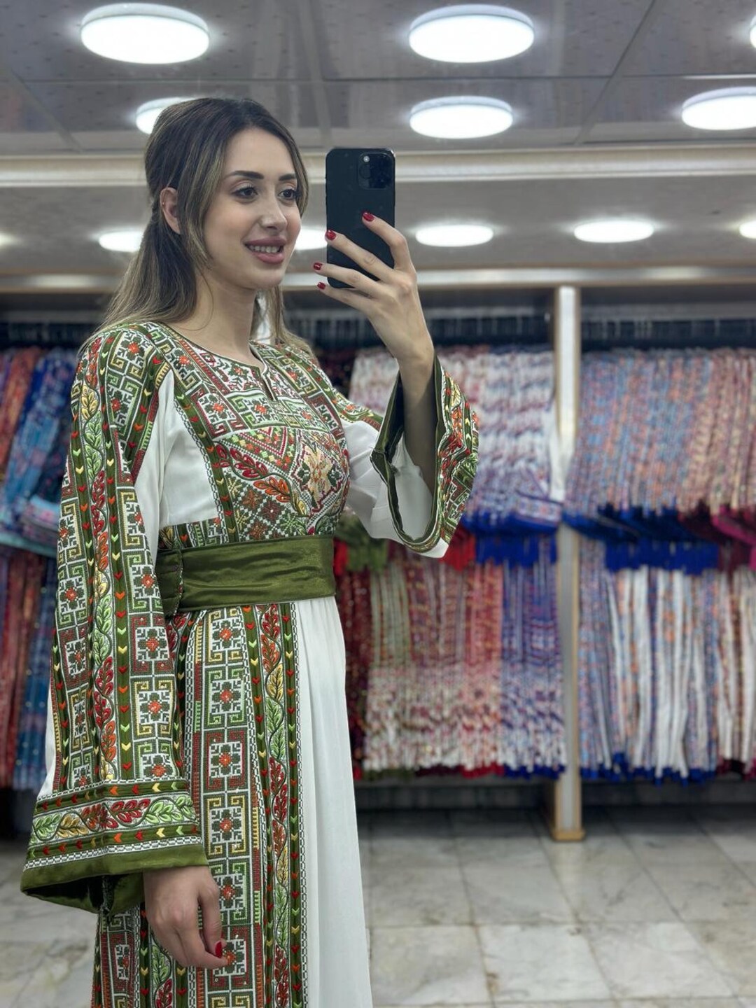 Princess Thobe Embroidered Palestinian Maxi Dress Long Sleeves Kaftan ...