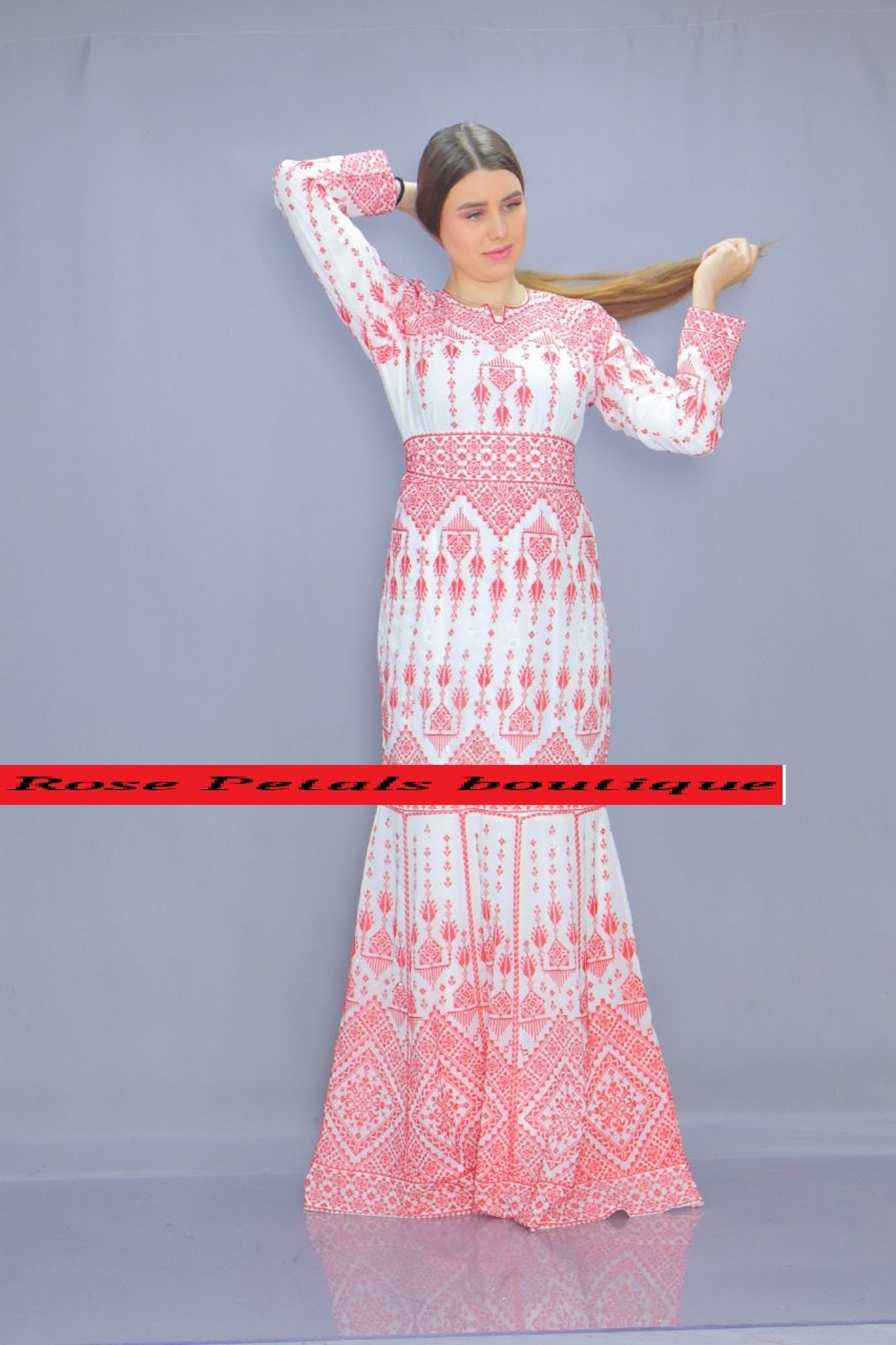 Stylish Mermaid Palestinian Embroidered Dress Bridal Henna Thobe Dress ...