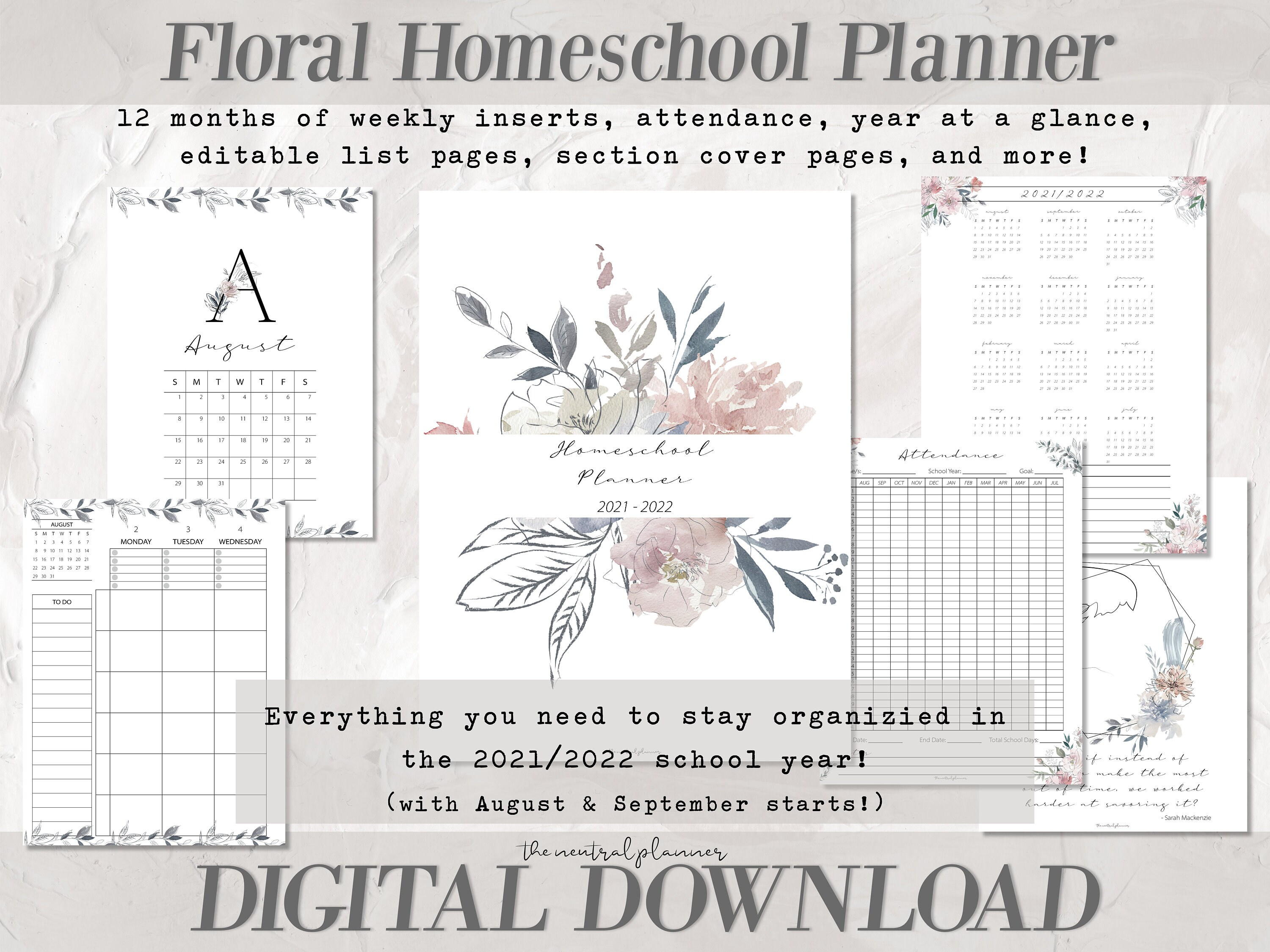 Paper & Party Supplies Calendars & Planners Nature Printable Planner ...
