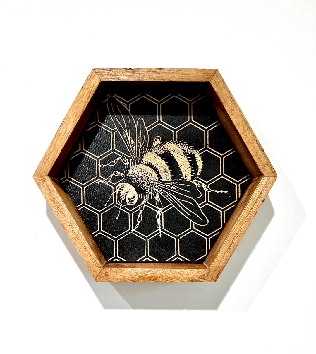 Honeycomb and Bee Hexagon Wood Inlay Wall Art - Etsy