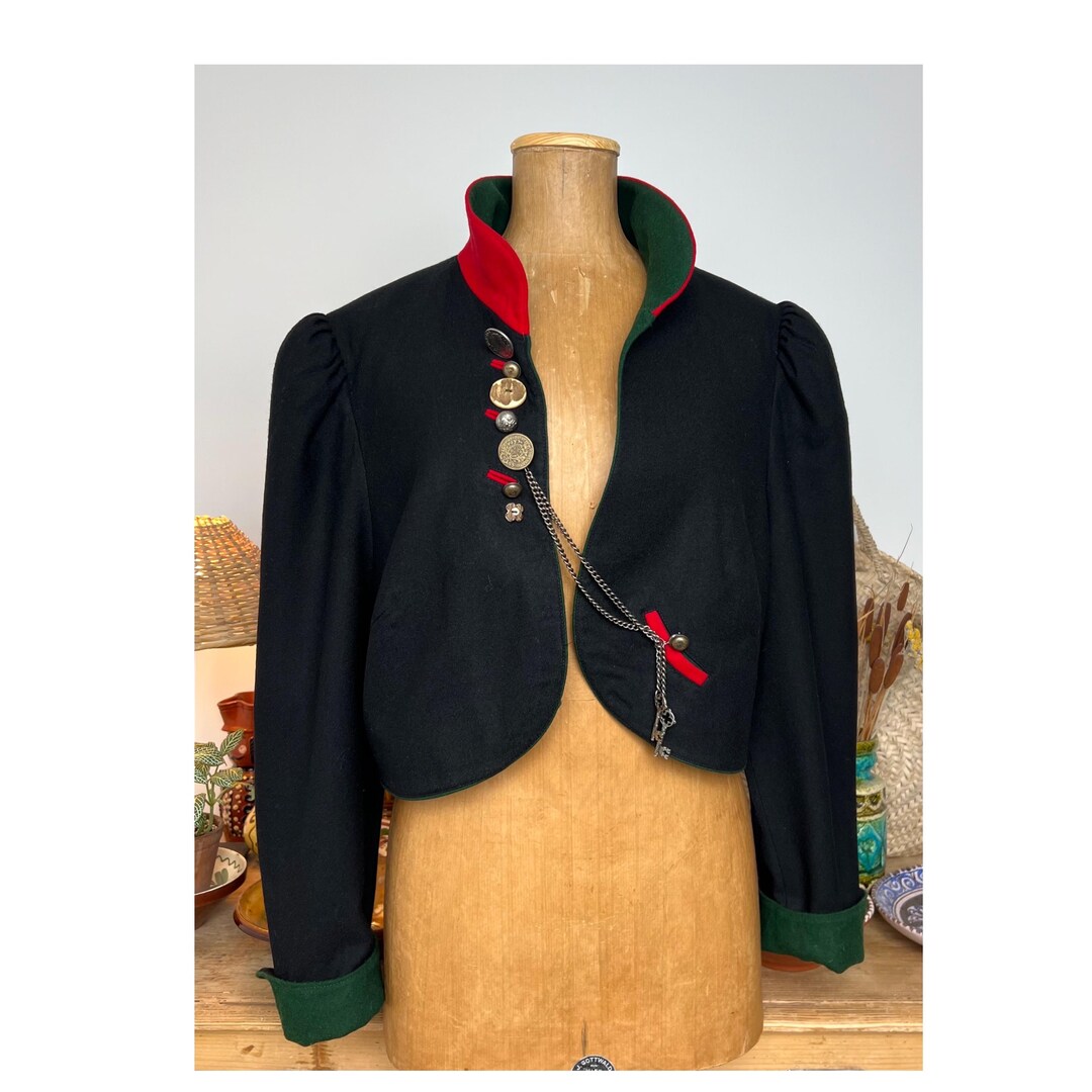 Vintage Helene Strasser Black Austrian Folk Blazer Large - Etsy