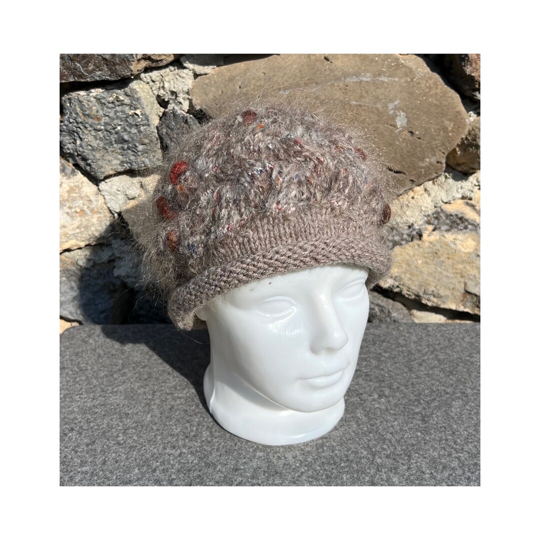 Vintage Brown Hand Knitted Winter Hat - Etsy