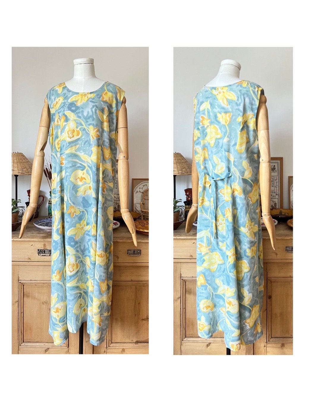 Vintage 90s Floral Patterned Sleeveless Maxi Summer Dress - Etsy