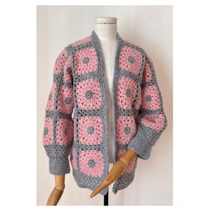 Pink and Grey Colored Handmade Crochet Cardigan - Etsy