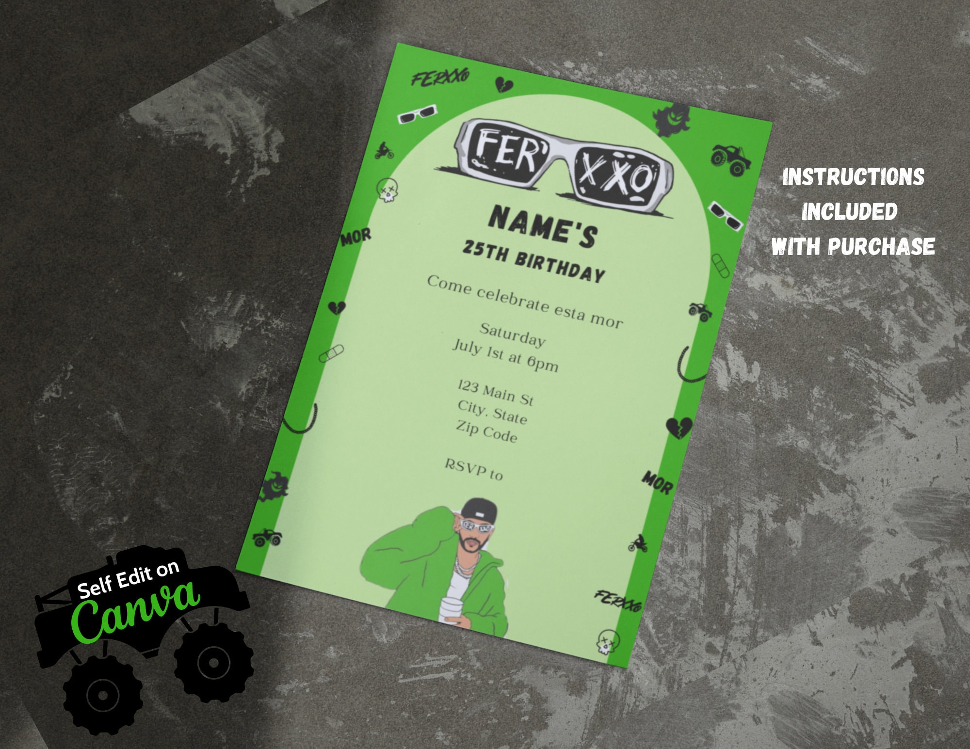 Invitación digital de cumpleaños de Feid / Feid / Cumpleaños - Etsy México