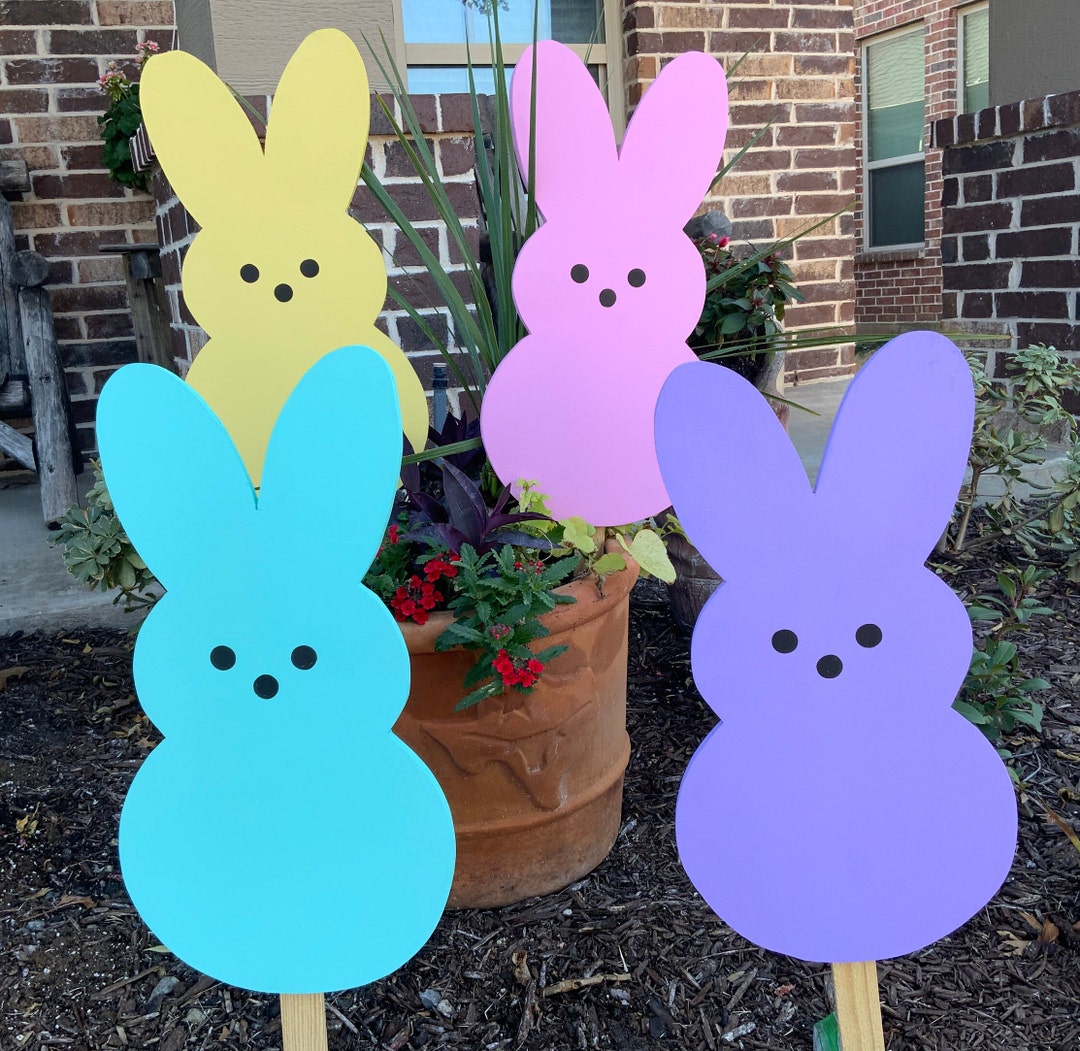 Hand-painted Spring Bunny Peeps Yard Stakes: Easter Garden Decor, 4 ...