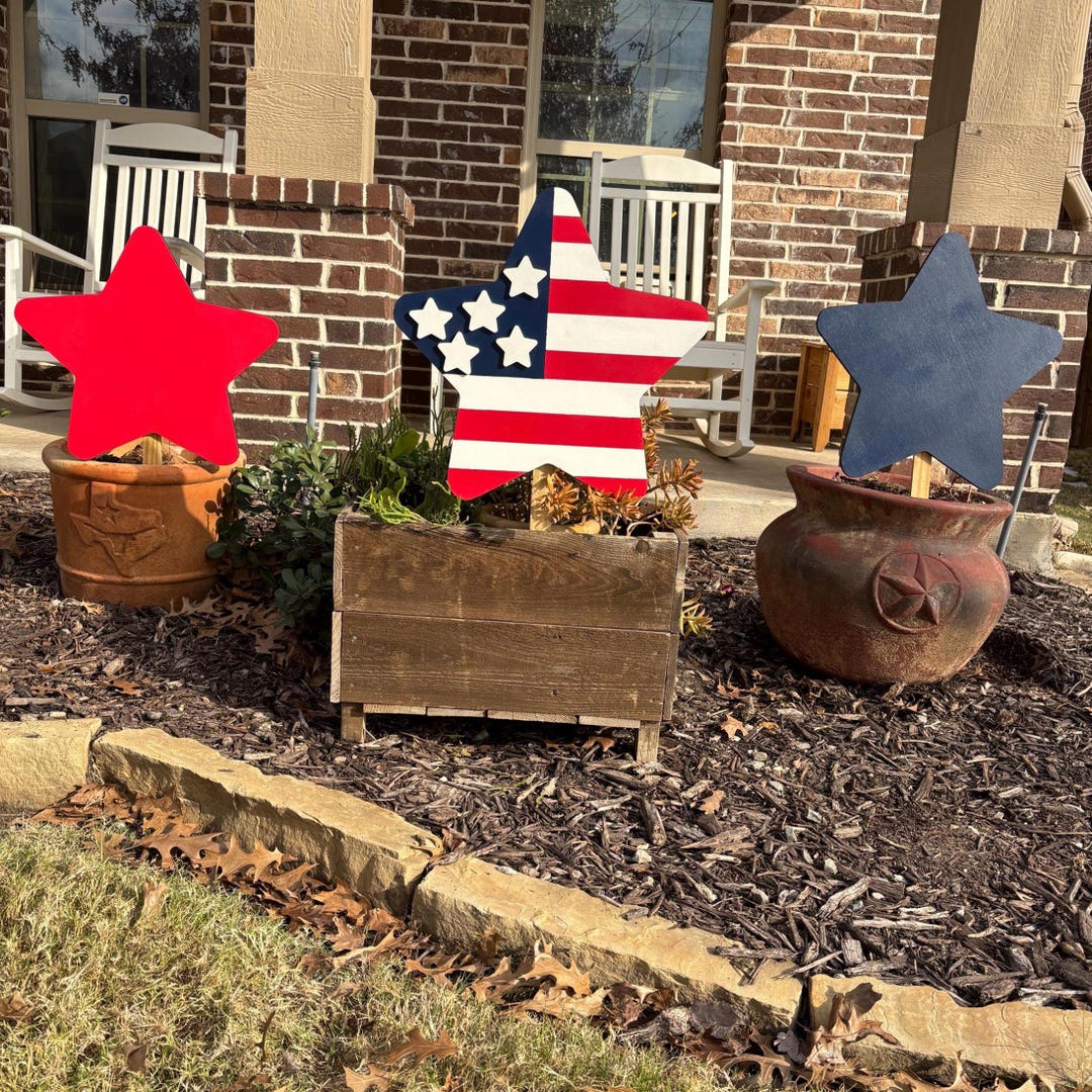 Yard Art Red White and Blue 4th of July Set - Etsy