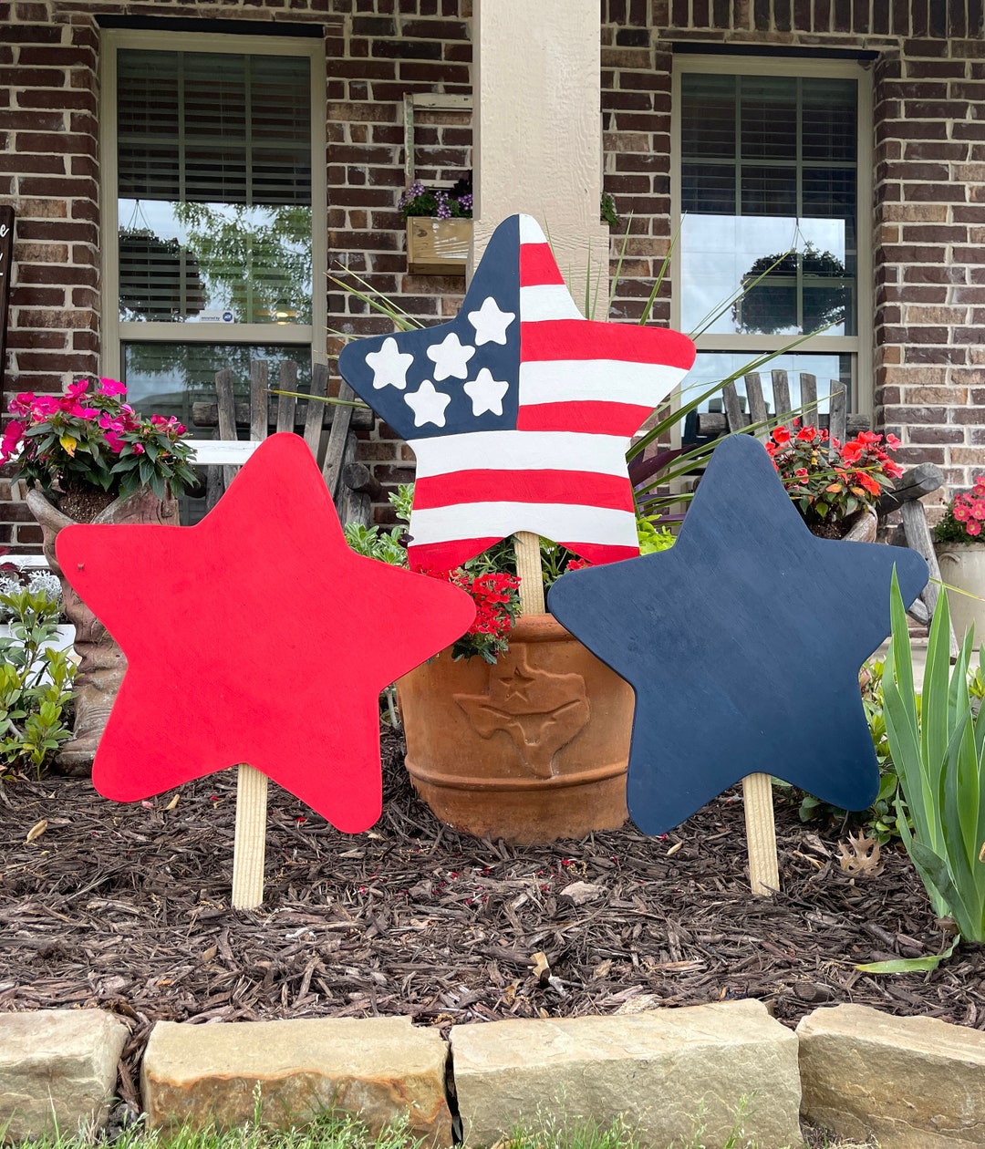 Yard Art Red White and Blue 4th of July Set - Etsy