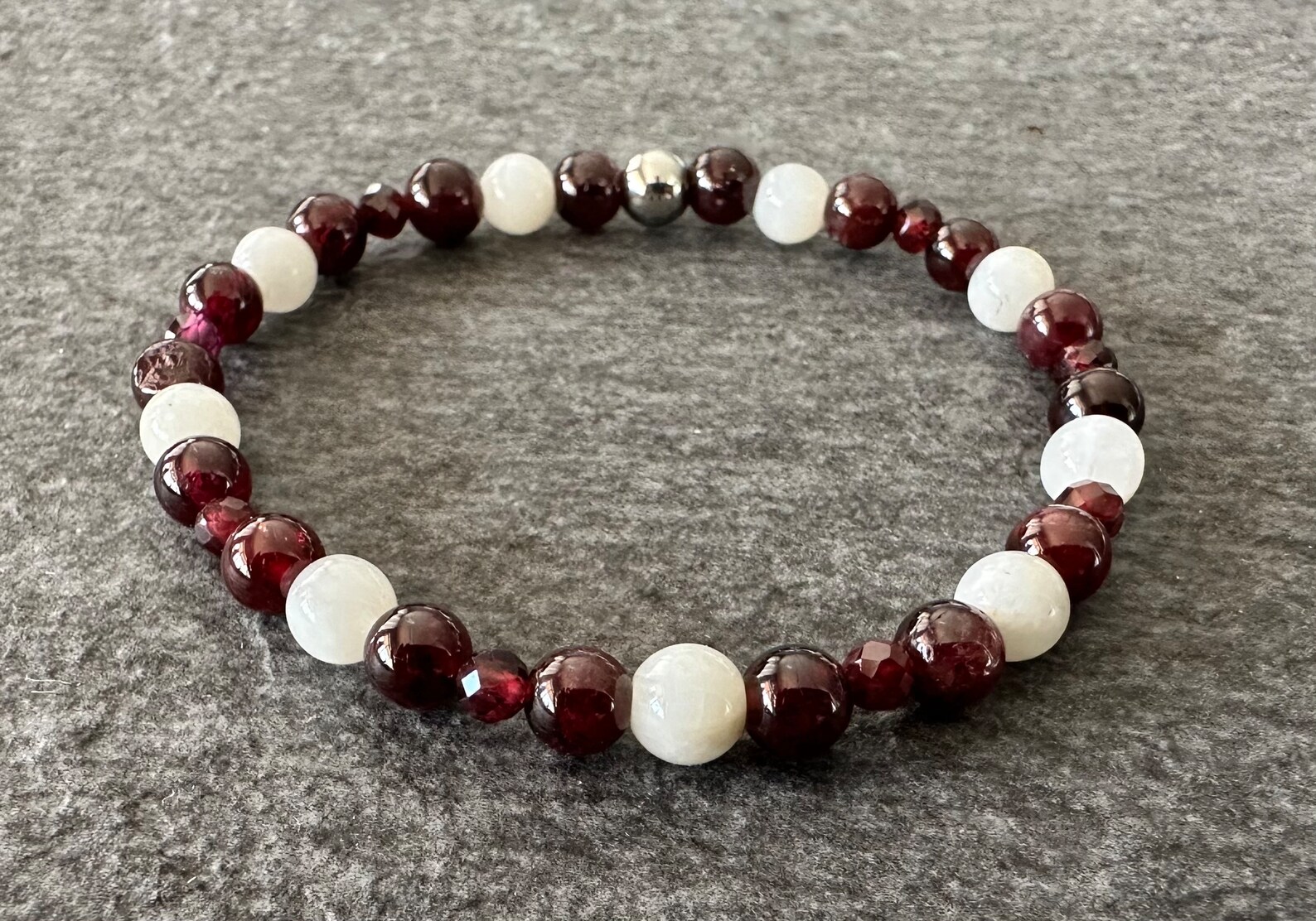 Genuine Wine-red Garnet and Moonstone Bracelet | New Beginnings, Good ...