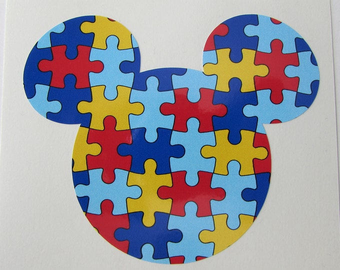 Autism Awareness Puzzle Mickey Decal – Car, Laptop Vinyl Decal - Etsy
