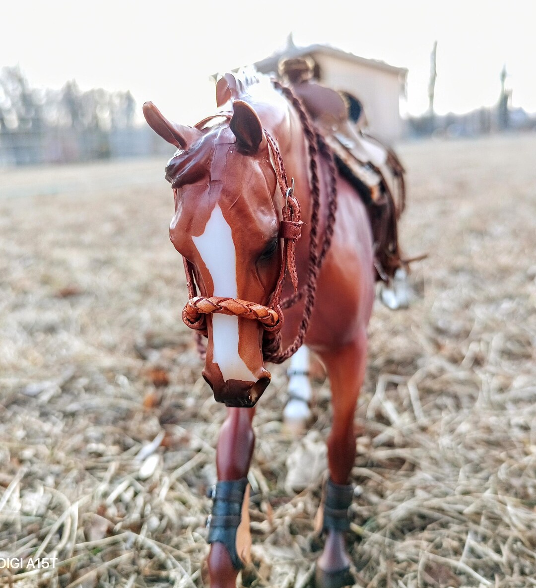 Saddle Tan Bosal With Brown Macate Reins for Classic and 1:9 Scale ...