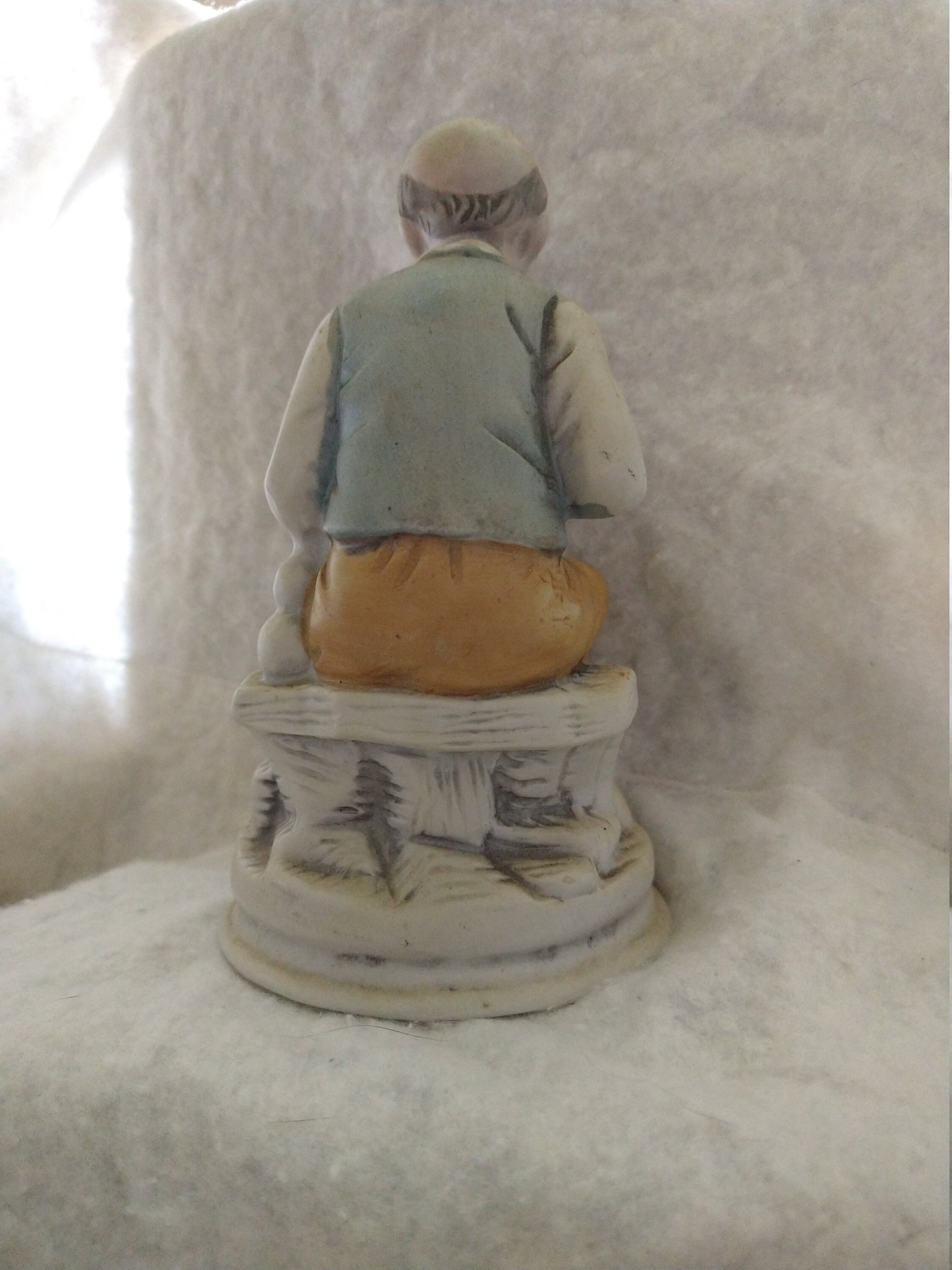 VINTAGE Rare Old Man Sitting on Bench With Cane/pipe Homco Hummel LIKE ...