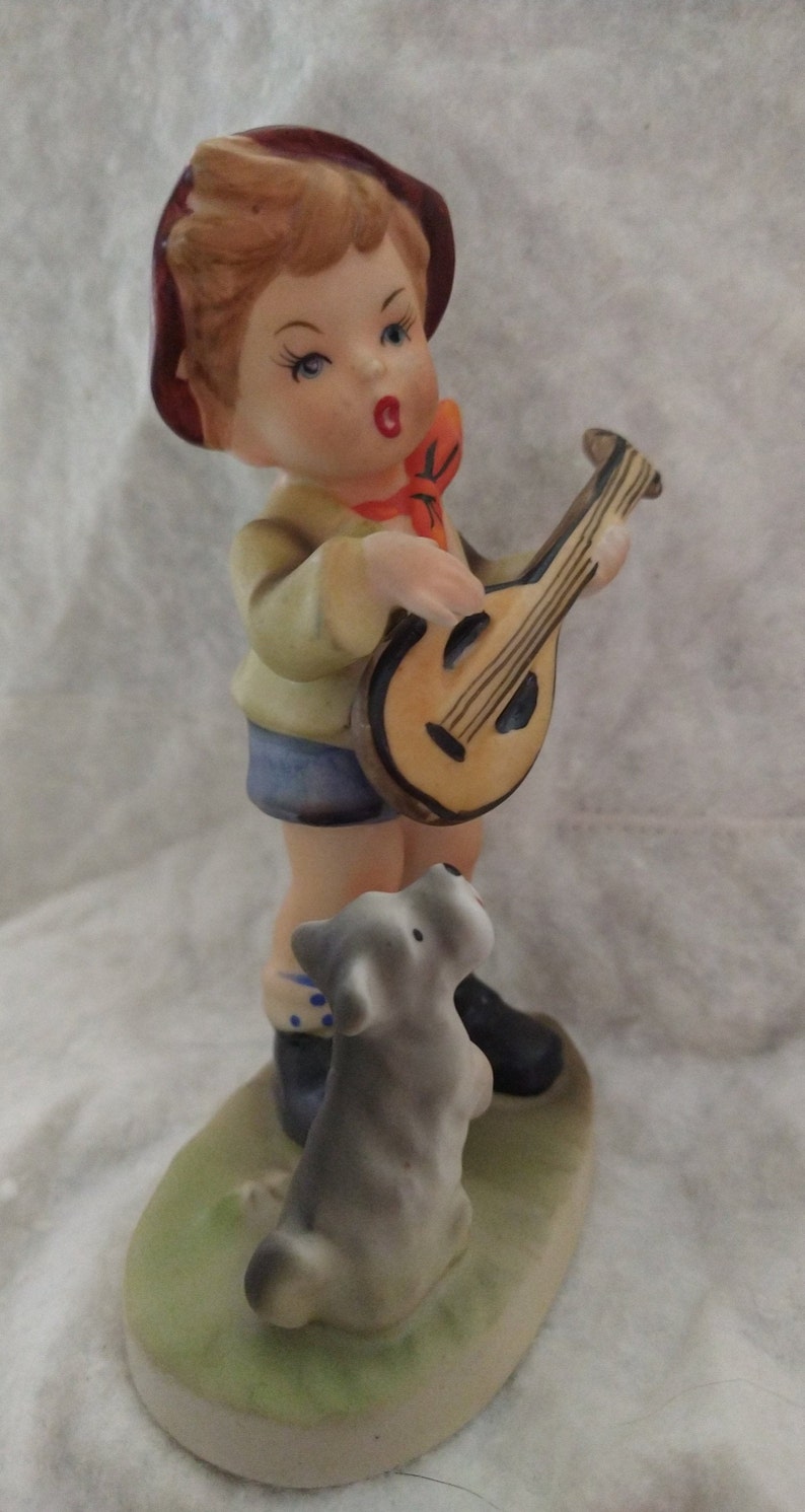 VINTAGE Rare - Boy Playing Mandolin W/ Dog & Singing - Arnart 1548 Made ...