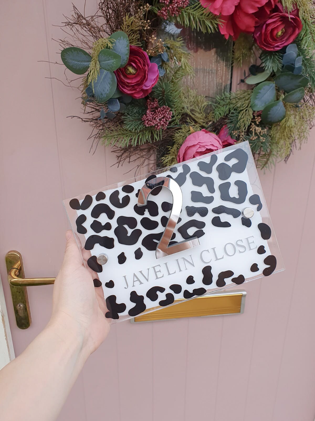 Leopard Print House Door Sign Personalised White & Black | Etsy