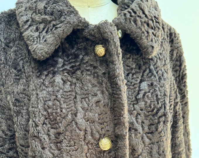 Vintage Chocolate Curly Faux Fur Coat by Susan Lynn Quality by Item ...