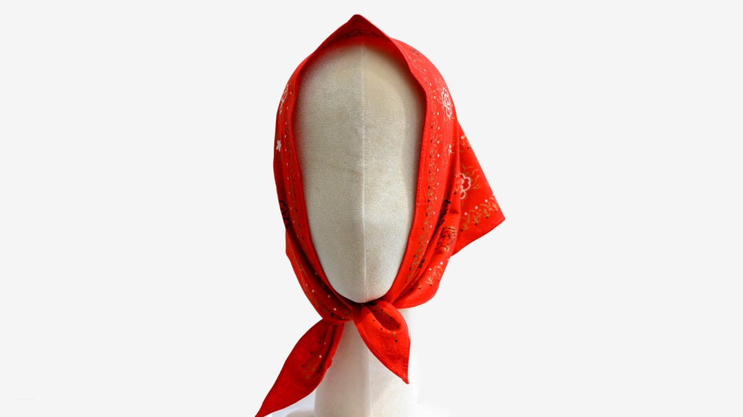 1960s Red Bandana Headscarf | Vintage Cotton Triangle Scarf | Mod ...