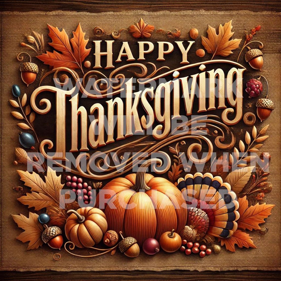 Happy Thanksgiving Rustic Downloadable Art - Etsy