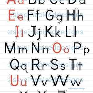Children's Handwriting Alphabet Guide With Highlighted Vowels - How to ...