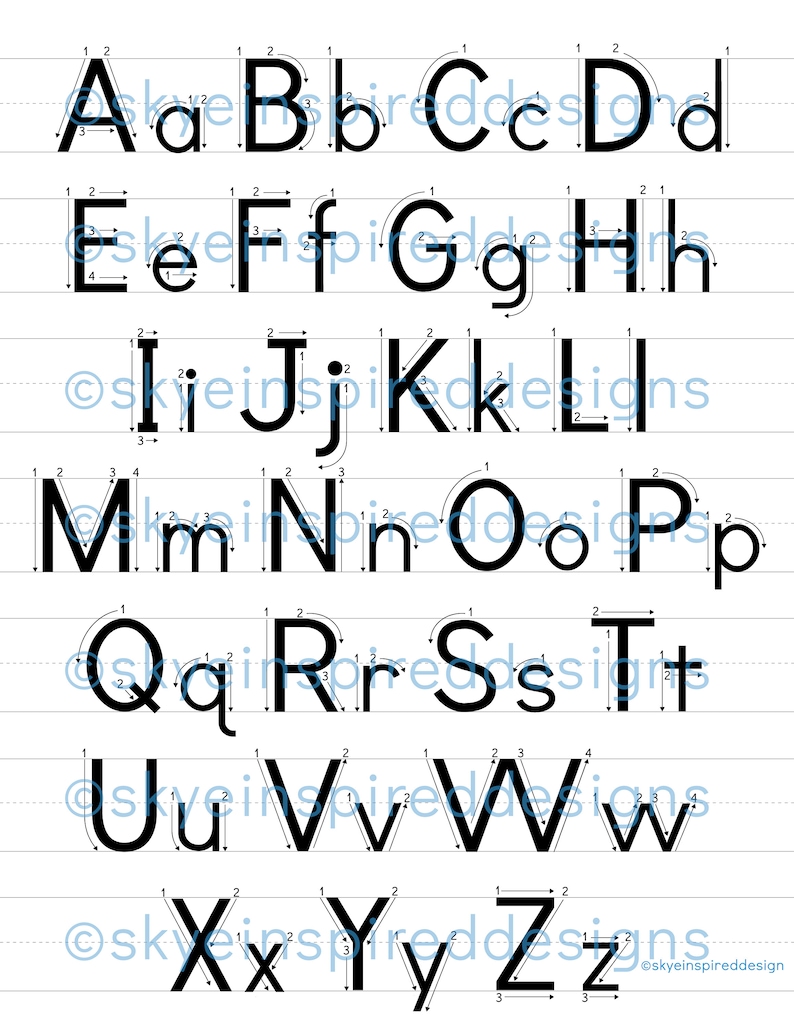 Children's Handwriting Alphabet Guide - Entire Alphabet (upper- and ...
