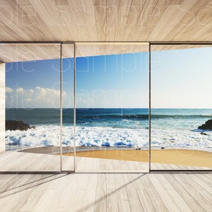 Zoom Background Home Office Backdrop Beach Ocean View Summer Digital ...