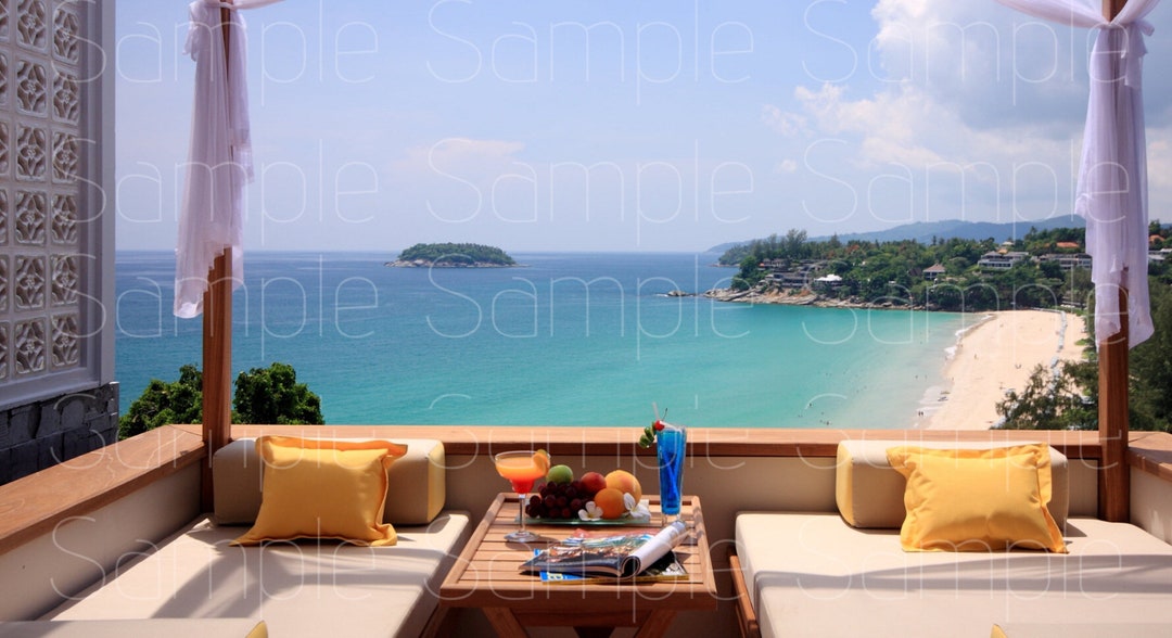 Zoom Background Ocean View Home Office Backdrop Beach Ocean View ...