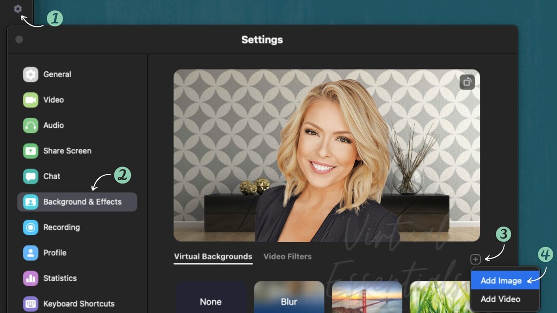 Virtual Background Home Office Professional Custom Video Call Backdrop ...