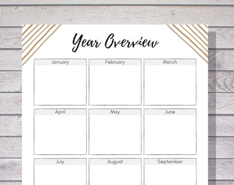 Year Overview, Yearly Planner, Planner Printable, Yearly Overview ...