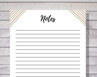 PRINTABLE Notes Page, Lined Note Paper, Notes Page Planner, Printable ...