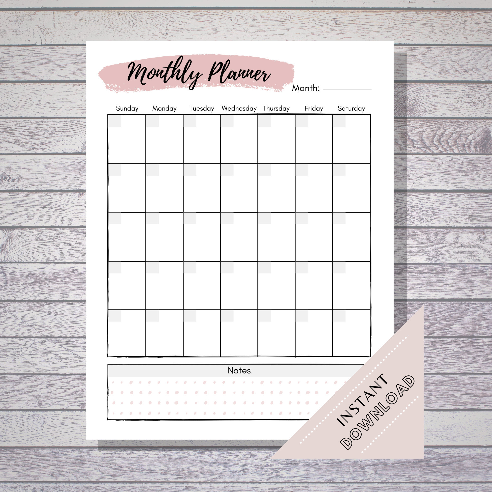 Monthly Planner, Calendar Printable, Printable Planner, Monthly Planner ...